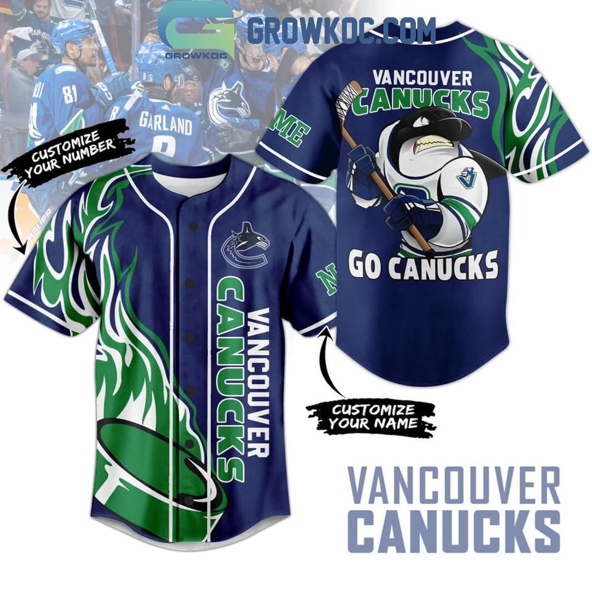 Vancouver Canucks Go Canucks Flame Personalized Baseball Jersey | by ...