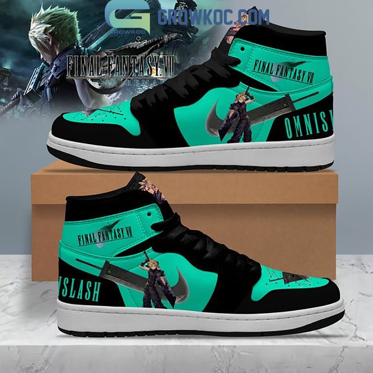 Omnislash Final Fantasy Green Design Fan Air Jordan 1 Shoes | by ...