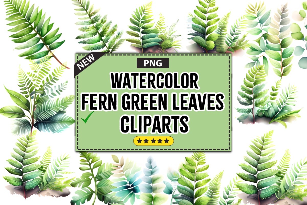 Watercolor Fern Green Leaves Cliparts Free Download | by Azuraaether ...