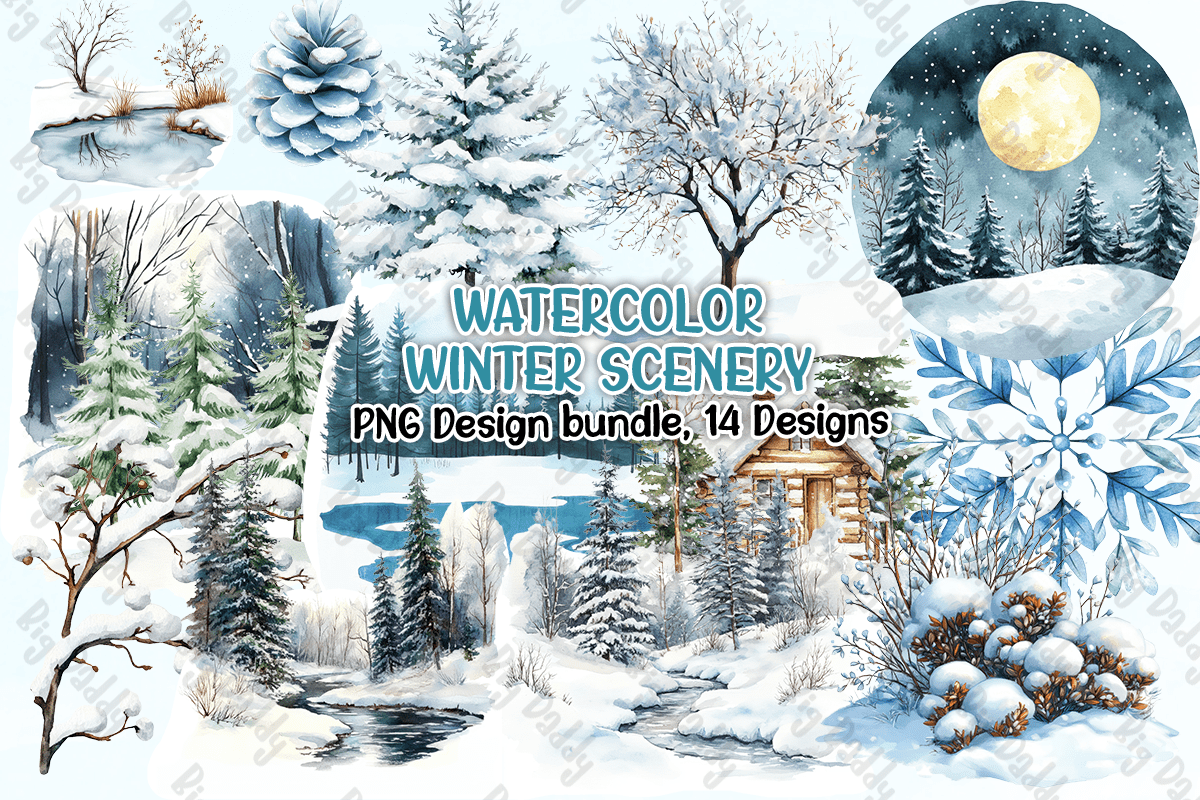 Watercolor Winter Scenery Clipart PNG Free | by Mehonegoph | Nov, 2024 ...