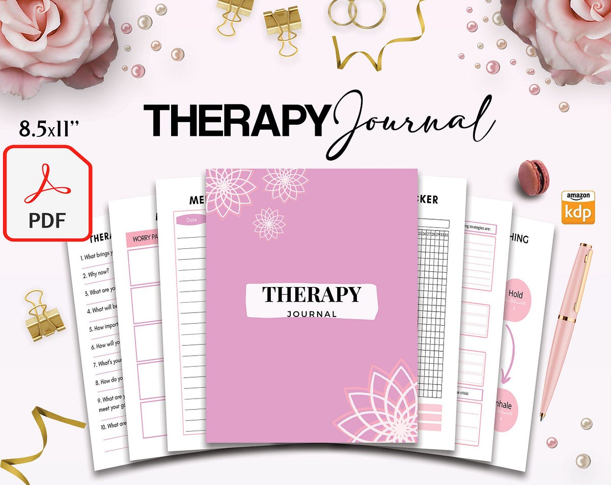 Therapy Journal with questions workbook 8.5x11" 30 Pages, KDP interior ...