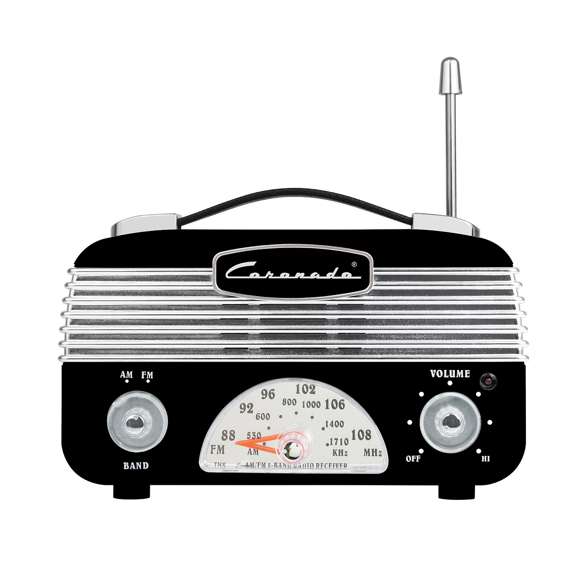 CORONADO® AM/FM VINTAGE RADIO( Integrated leather carrying handle ...