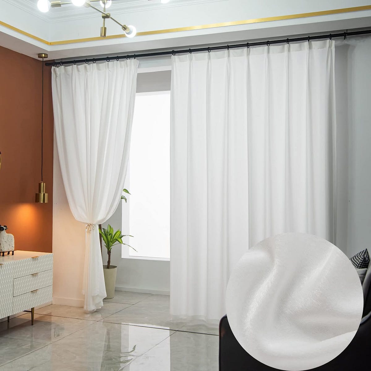 Pinch Pleated Velvet Textured 90 Inch White Curtains drapes for the ...