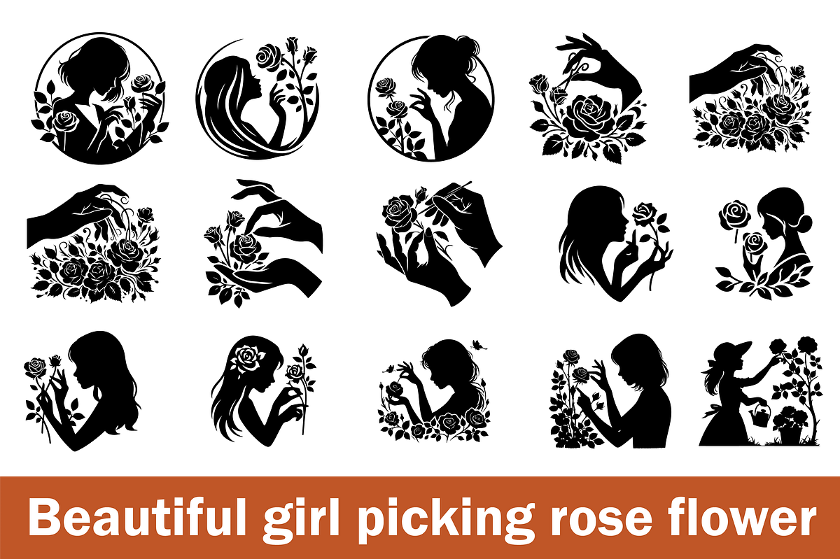 Beautiful Girl Picking Rose Flower. Free Download | by Prismpalette ...