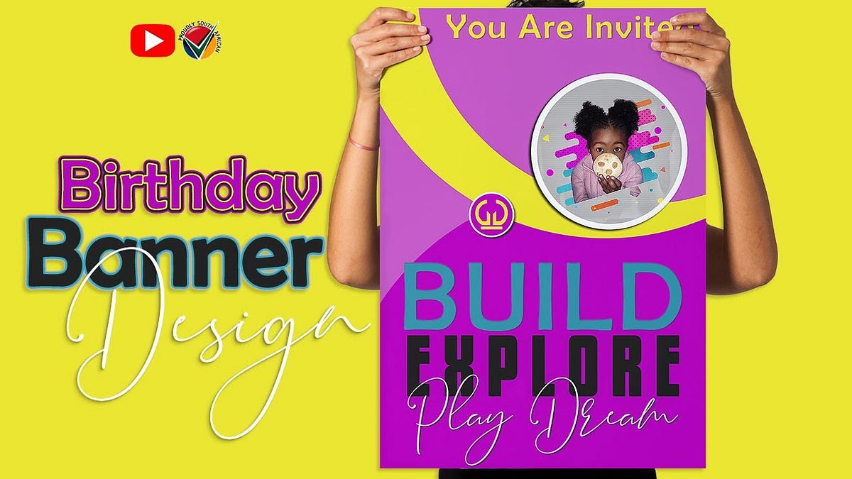 Design Birthday Banner Invitation Card In Adobe Photoshop | Free PSD ...