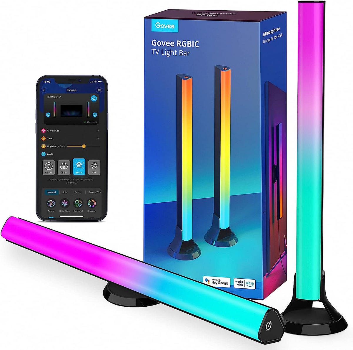 Govee RGBIC Light Bars, 15 Inch., Wi-Fi TV Backlight with Double Light ...