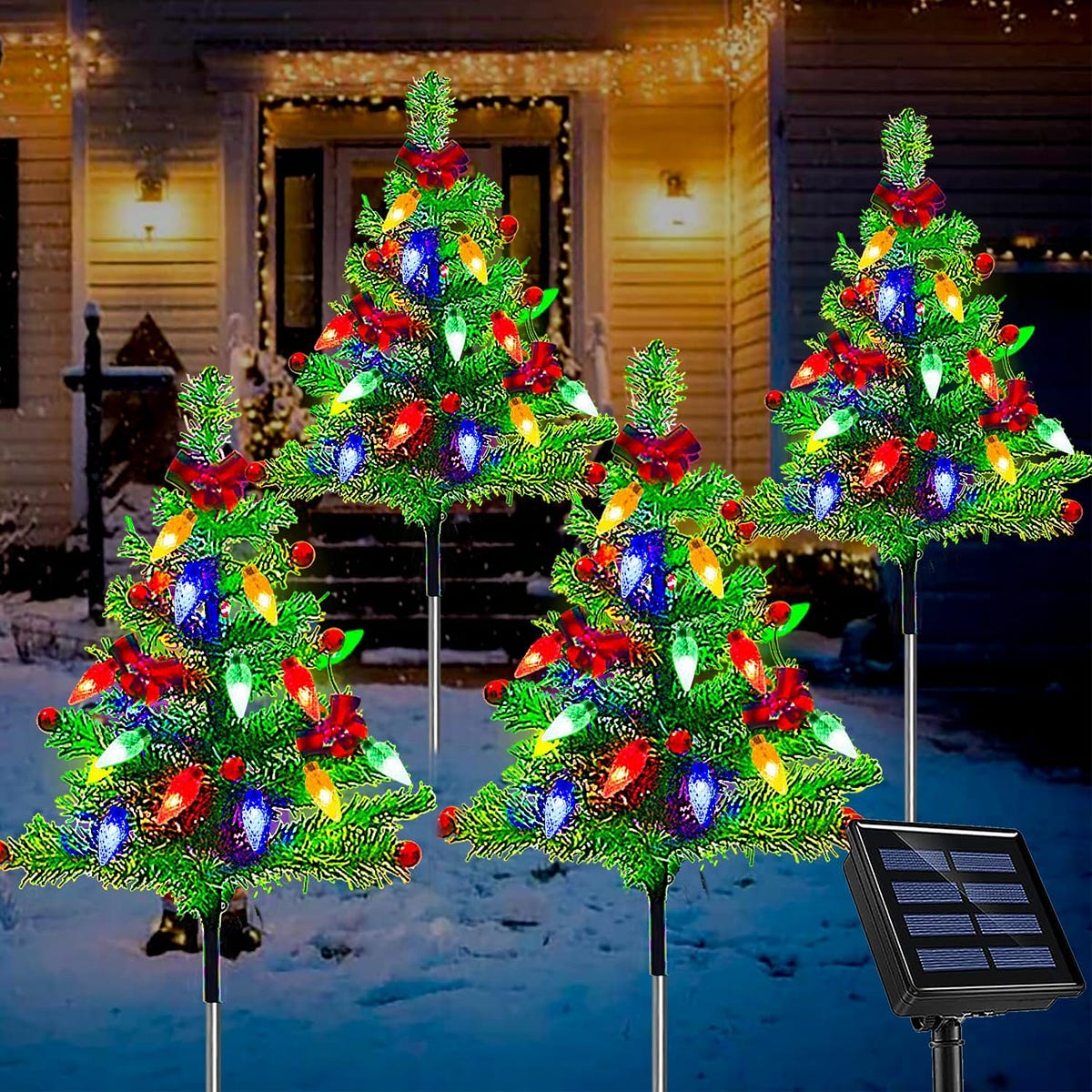 4-Pack Solar Pre-Lit Christmas Tree Lights Review: Festive Charm ...