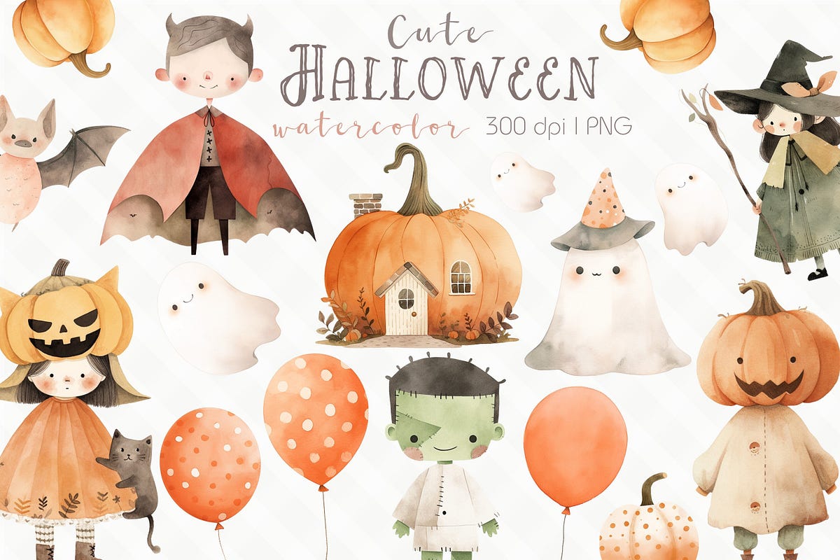 Cute Halloween Watercolor Clipart Free | by Spectralseer | Medium
