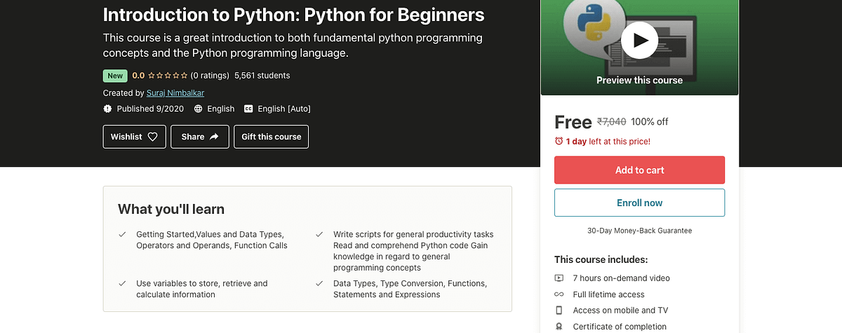 Python for Beginners:Introduction to Python | Free Certification Course ...