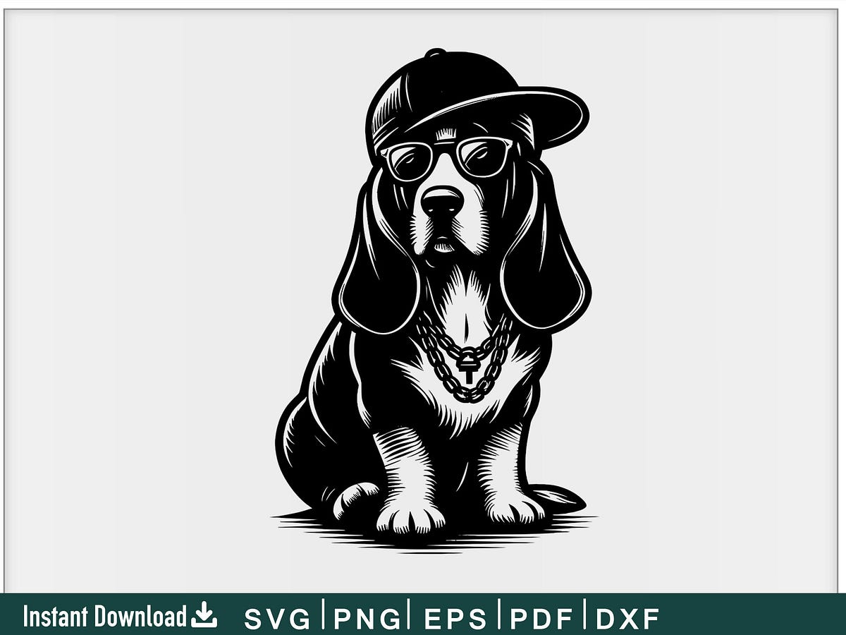 Funny Hip Hop Basset Hound Dog Svg File | by Irisinfinity | Jul, 2024 ...