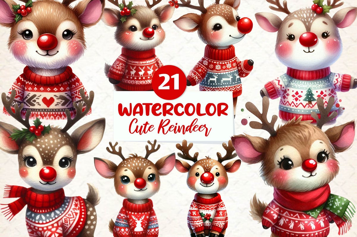 Cute Reindeer Christmas Clipart Png Free | by Mehosozamyv | Oct, 2024 ...