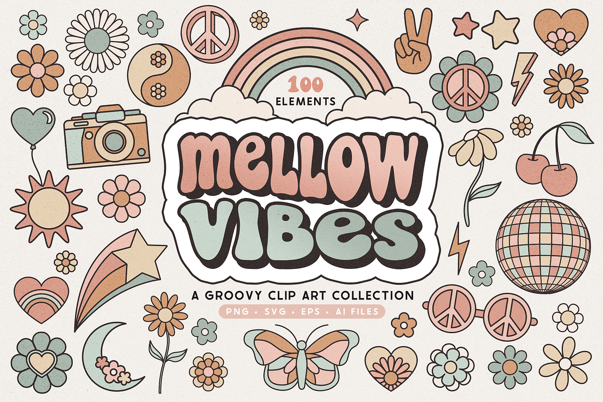 Groovy Retro Clip Art Illustrations (Craft Graphics) | by Sparksasha ...