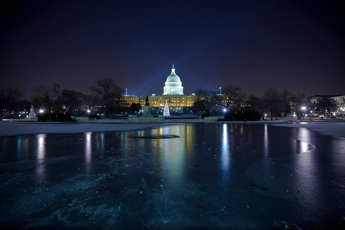 The U.S. Capitol reflecting pool frozen at night. | by Justin LoFranco ...
