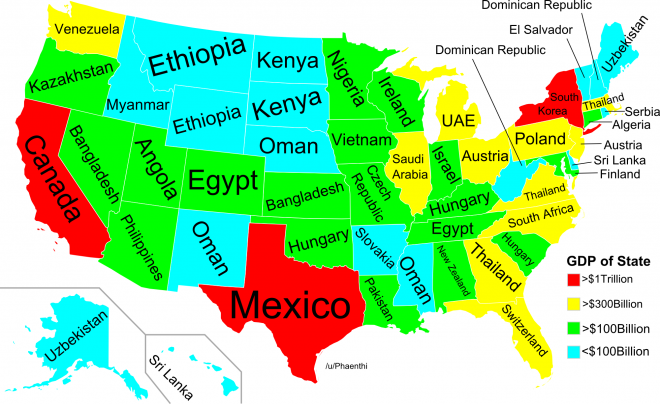 What if U.S. states were separate countries? This map is wild. | by ...