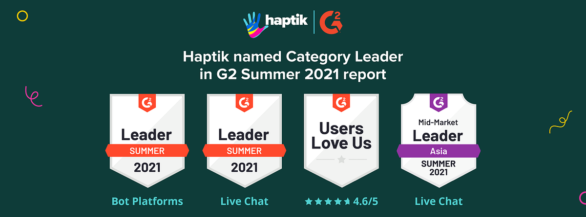 Haptik Named Leader for Bot Platform & Live Chat — G2 Summer’21 Report ...
