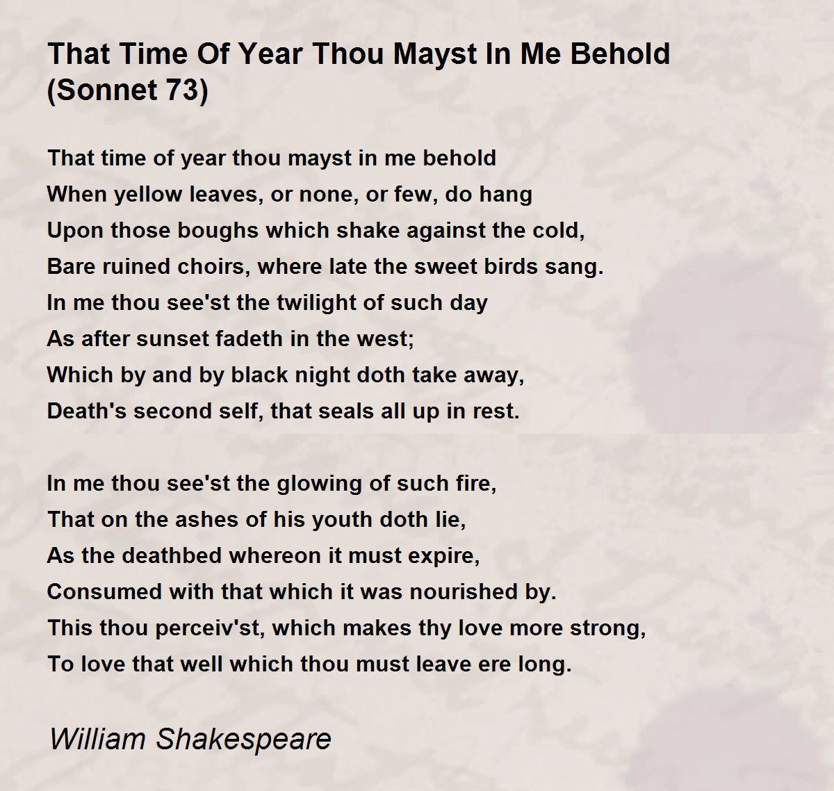 The extent of an adult love. In 1609, Shakespeare wrote sonnet 73… | by ...