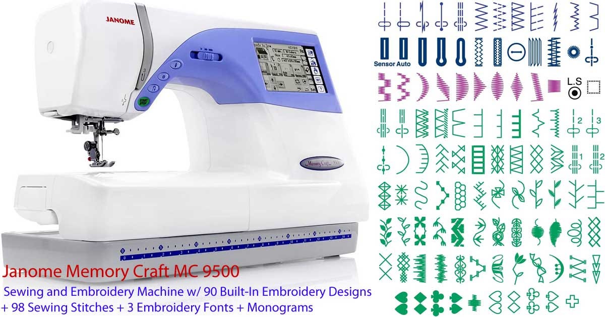 Janome Memory Craft MC9500 Sewing & Computerized Embroidery Machine ...