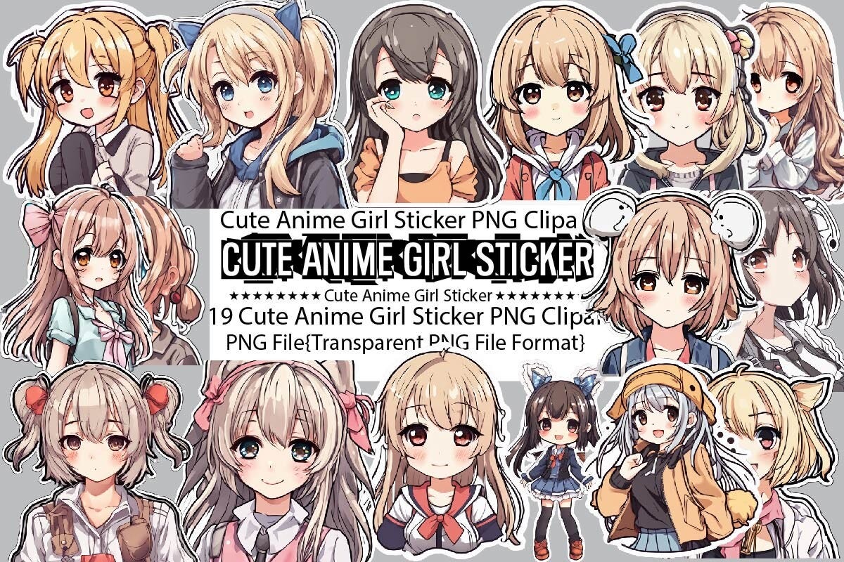 Cute Anime Girl Sticker Clipart Bundle Free | by Chromaticpulse | Aug ...