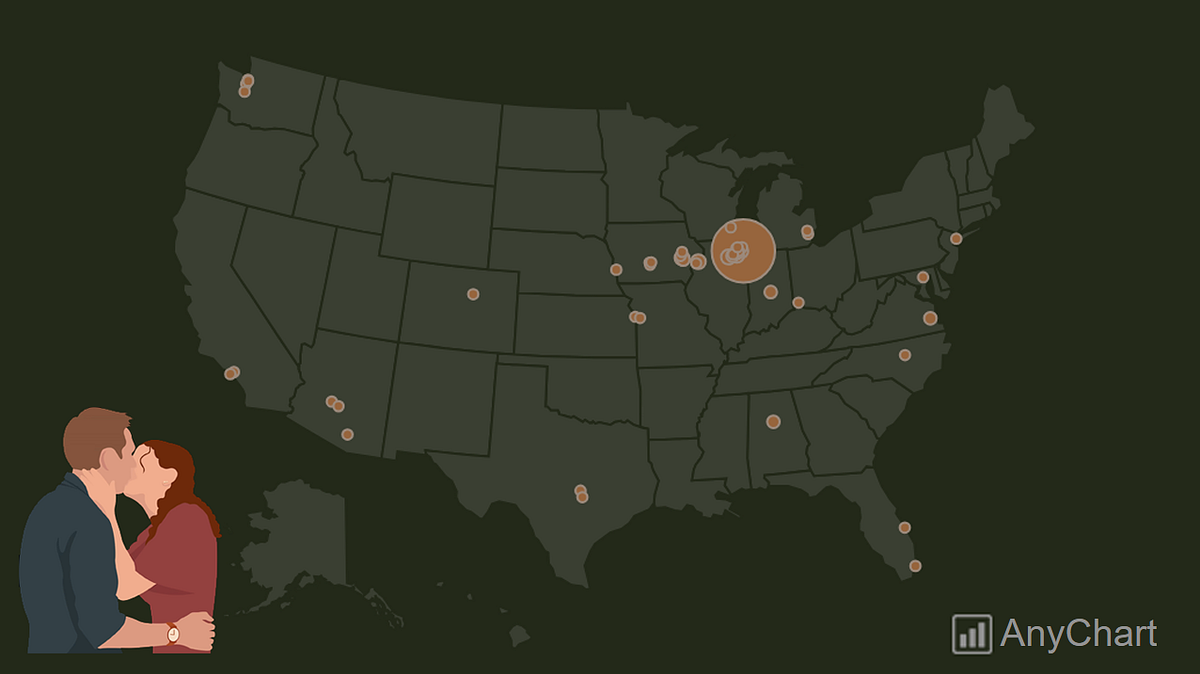 Wedding Data Visualization by William Dibbern: Use Case for JS Map Charts | by AnyChart | Medium