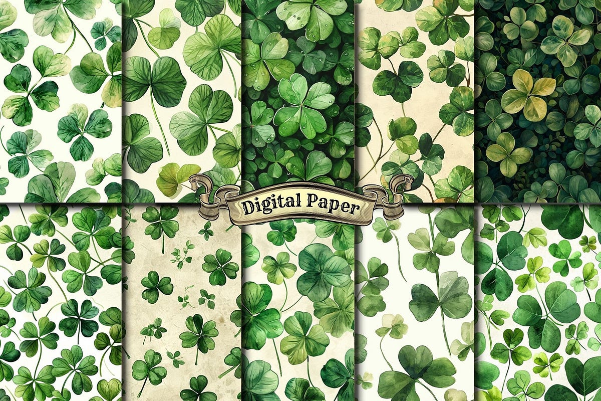 Watercolor Leaf Clover Digital Paper Free Download | by Prismpixel ...