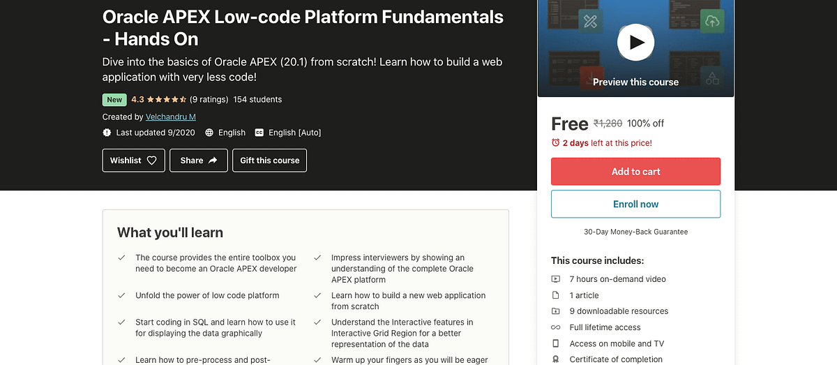 Oracle APEX Low-code Platform Fundamentals — Hands On | Free Course ...