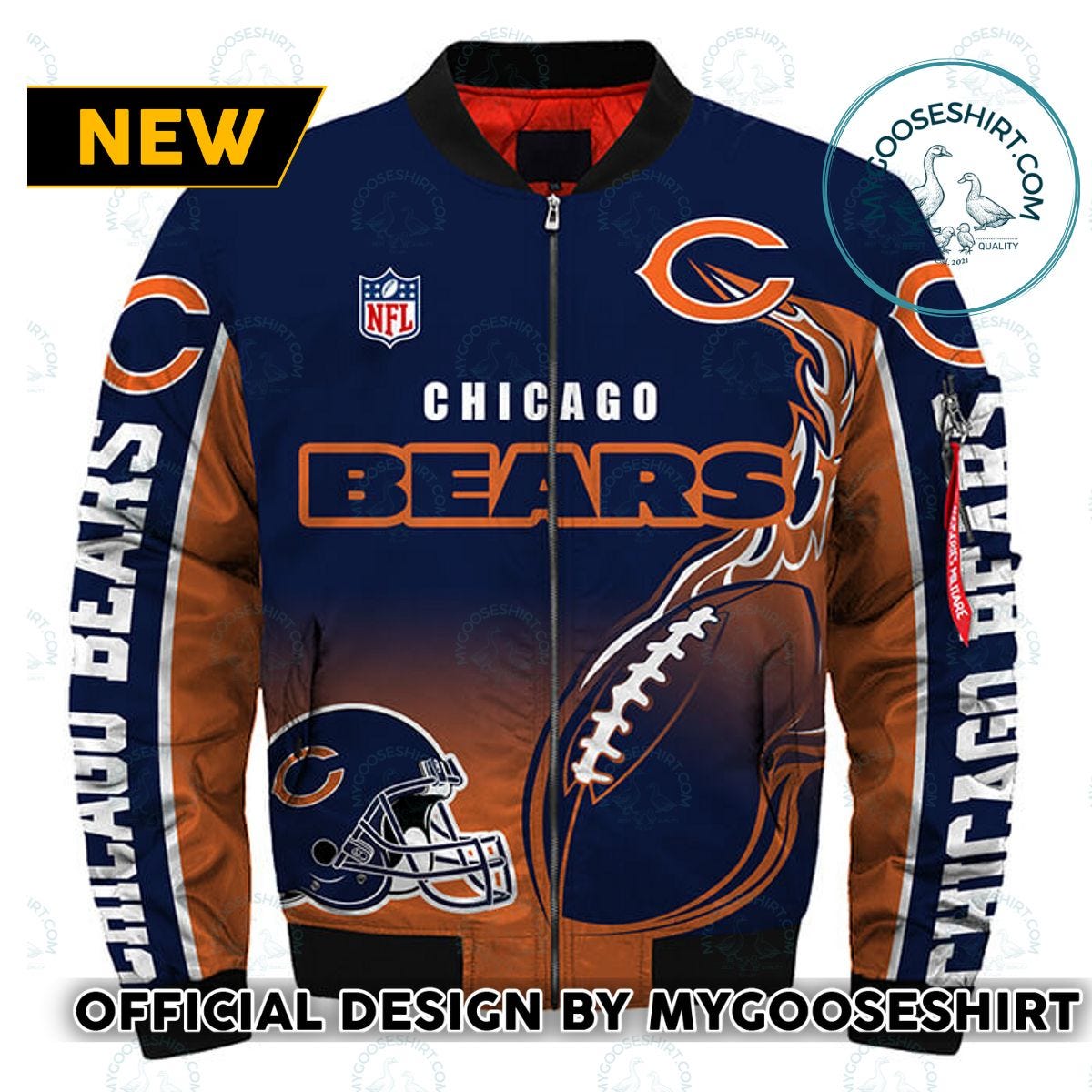 NFL CHICAGO BEARS BLAZING FOOTBALL BOMBER JACKET | by Mygoosesp | Medium