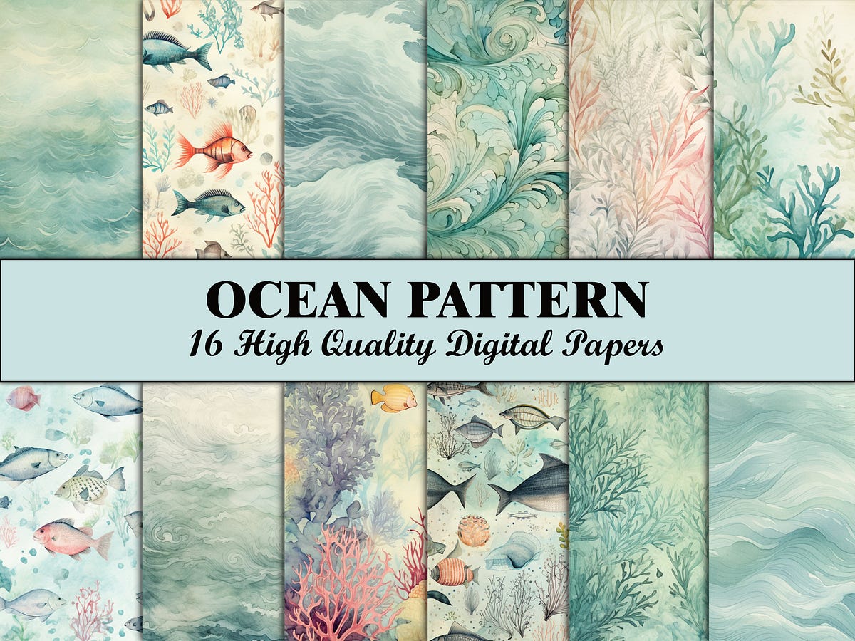 Sea Scrapbook Paper Blue Ocean Pattern Free | by Ariellewildewood | Jul ...