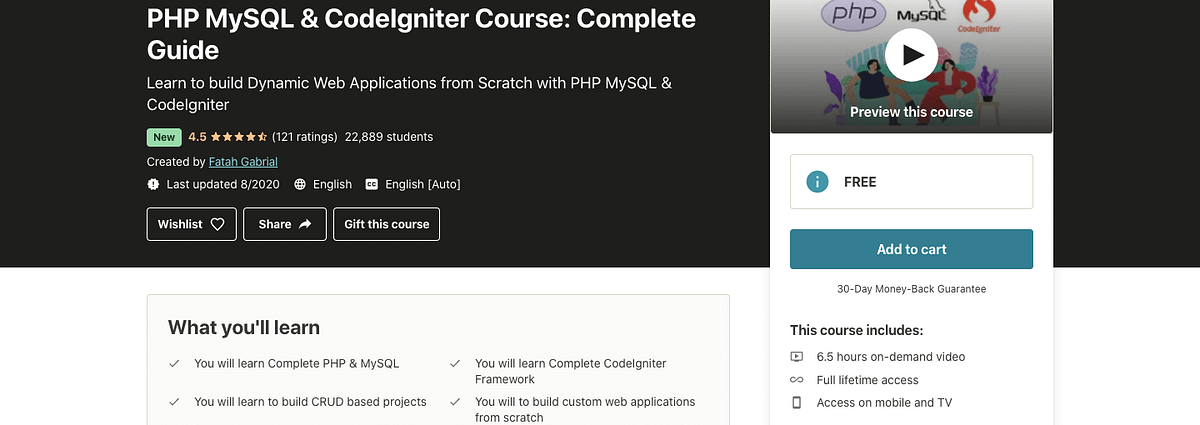 Free PHP MySQL & CodeIgniter Course: Complete Guide Certification ... Free PHP MySQL & CodeIgniter Course: Complete Guide Certification ...