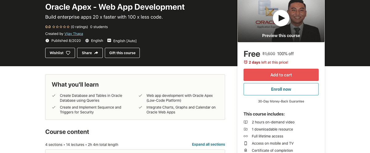 Free Oracle Apex — Web App Development Certification Course | by FresherCooker.in ...