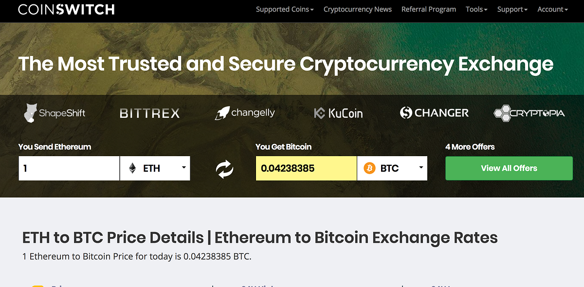 How To Convert Ethereum (ETH) To Bitcoin (BTC) From CoinSwitch | by ...