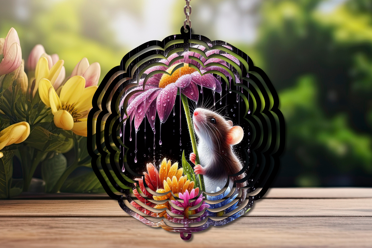 Mouse Under Flower Wind Spinner - Virtuvortex - Medium