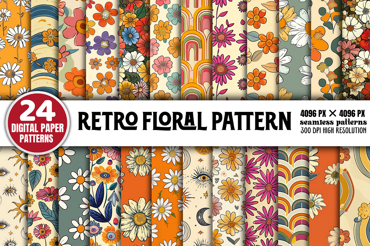 70s Retro Floral Digital Paper Patterns Free | by Pixelpharaoh | Jul ...