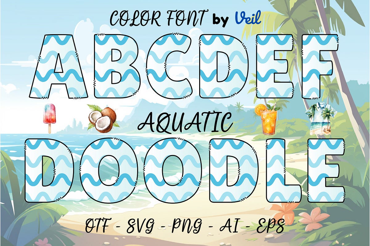 Aquatic Colorful Font | by Miamarvel | Apr, 2024 | Medium
