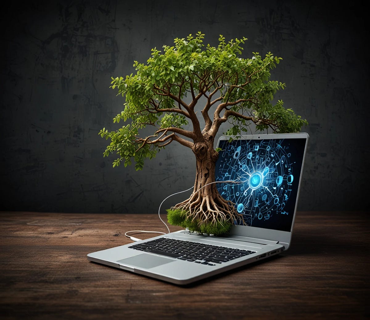Roots of tree with modern technology wallpaper free download to nobgfx ...