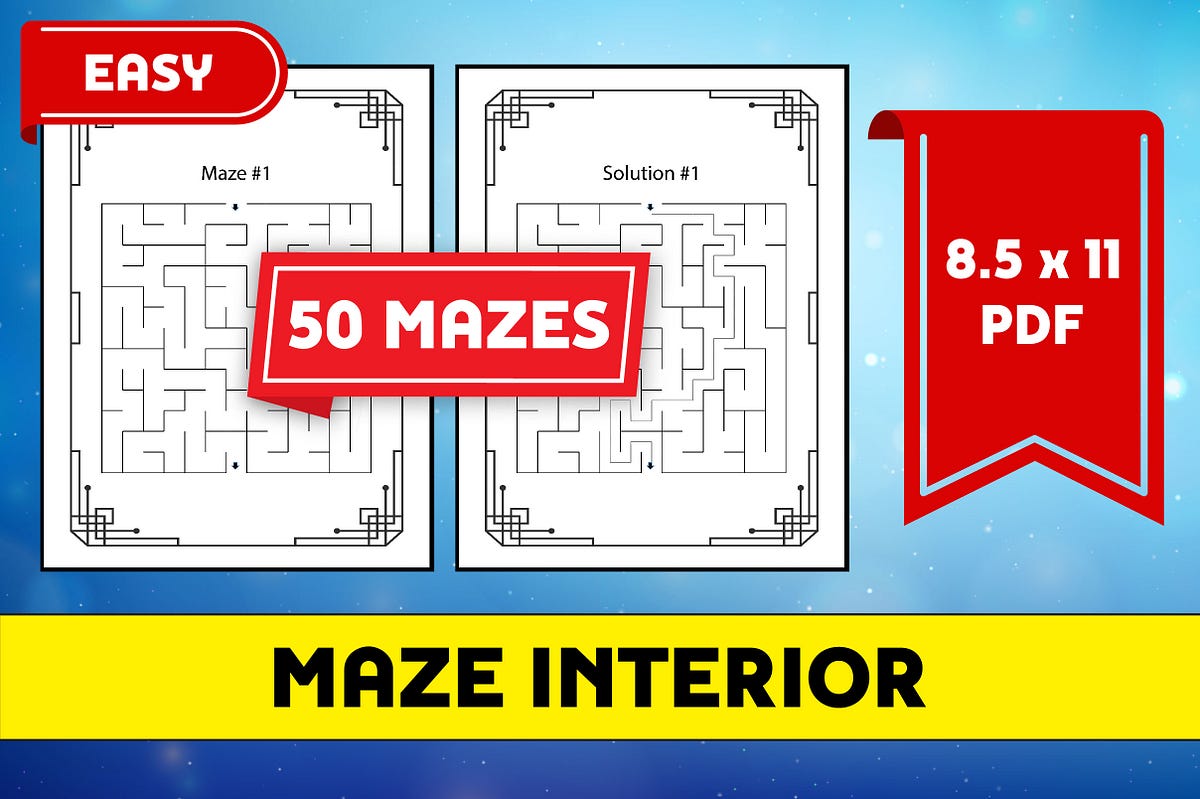 50 Easy Mazes Puzzle Book KDP Interior - Echorhapsody - Medium