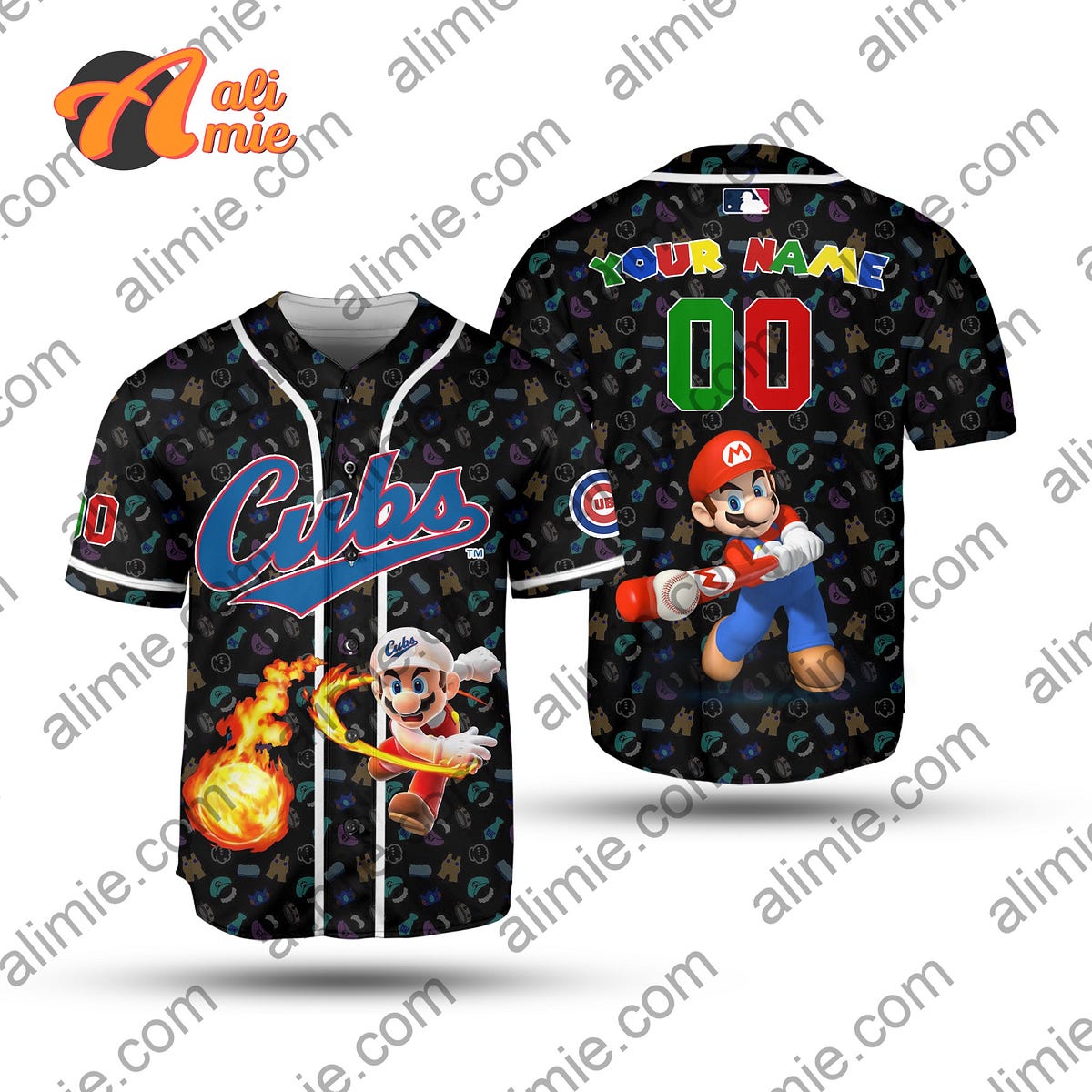 MLB Chicago Cubs Mix Super Mario Bros Persionalize Jersey 3D ...