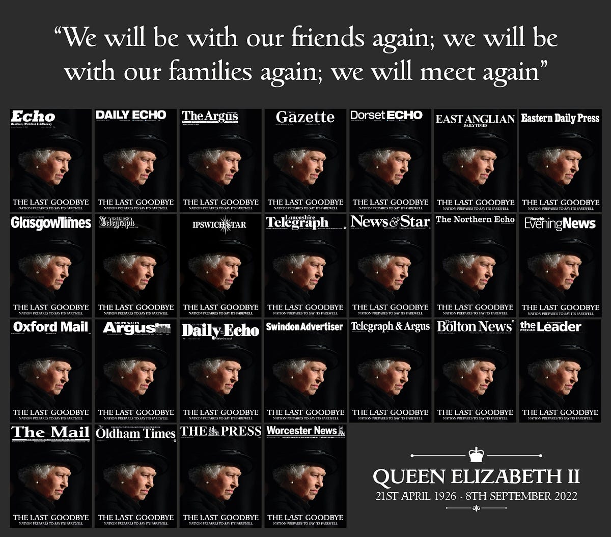 Newsquest titles unite on day of Queen’s funeral with identical front ...