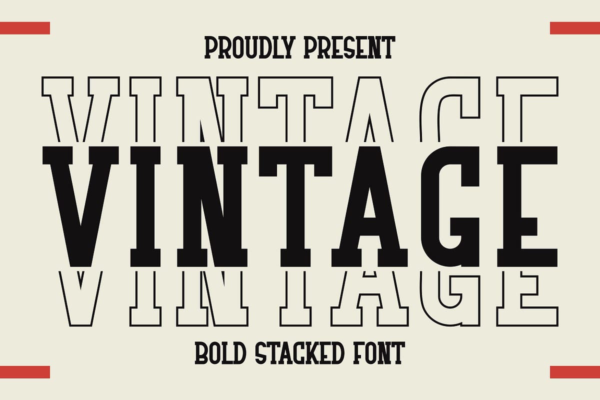 Vintage Stacked Font - Arttechtom - Medium