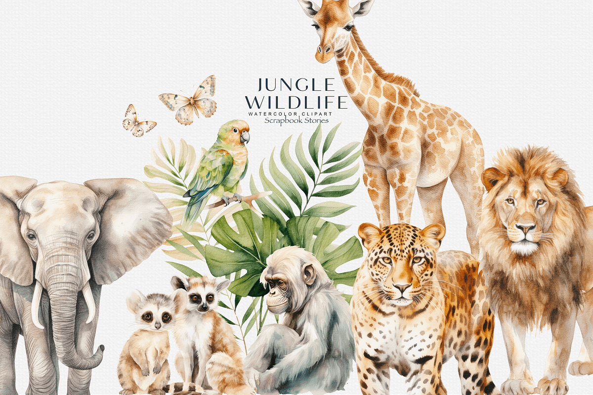 Watercolor Jungle Wildlife Clipart — Wat Free | by Vividecho | Medium