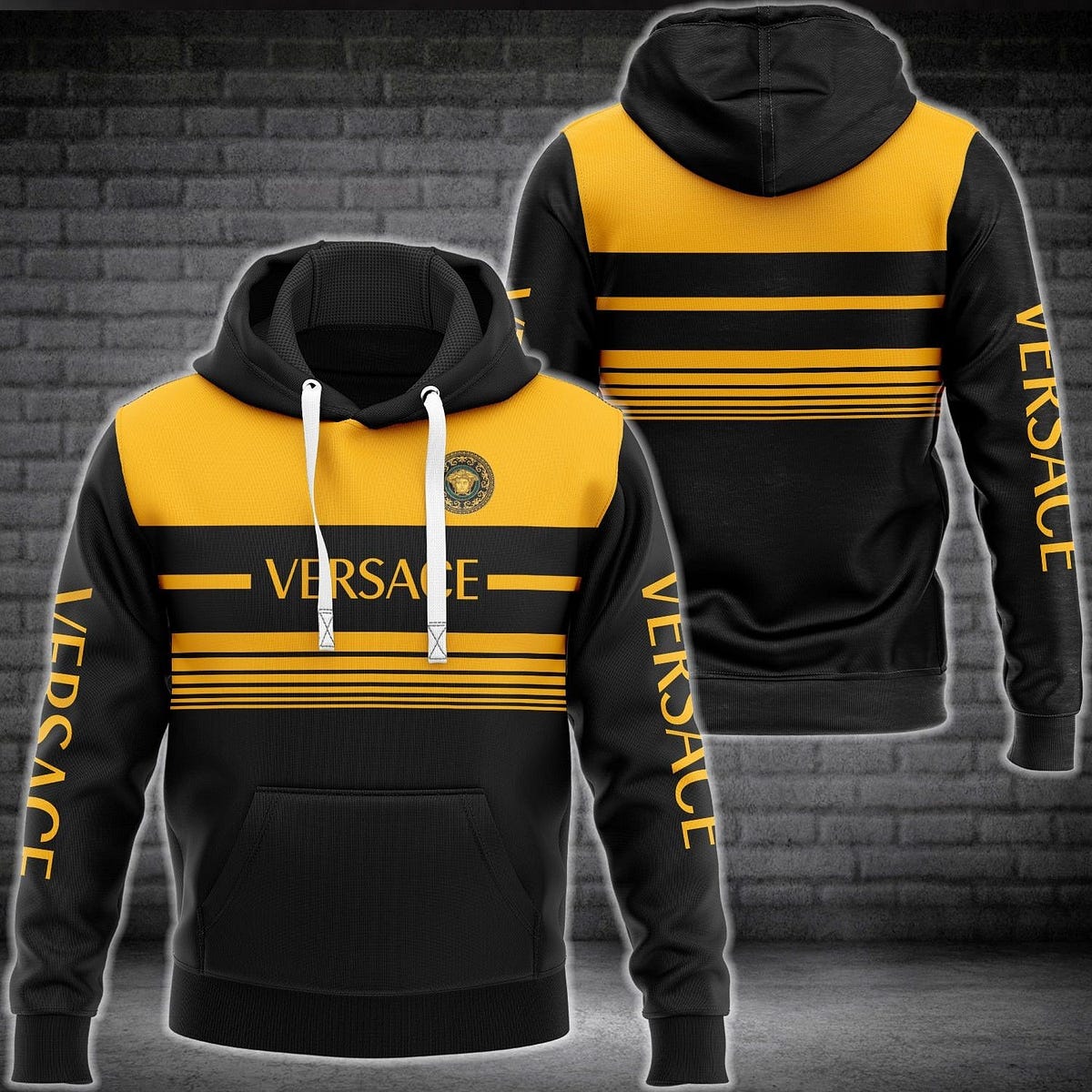 Versace Black Yellow Type 336 Hoodie Outfit Luxury Fashion Brand | by ...