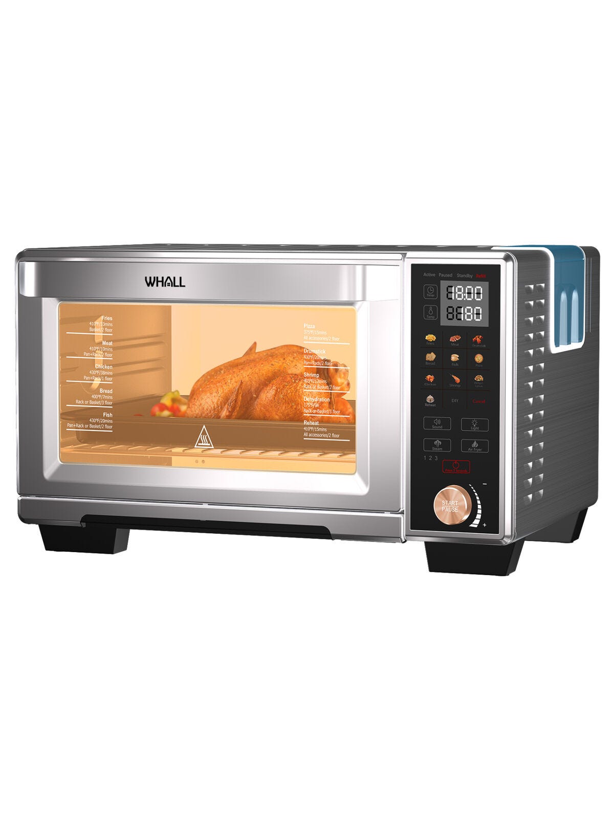Whall Air Fryer Oven, 30-Quart Smart Convection with Steam Function, 11 ...
