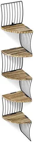 Love-KANKEI Corner Shelf Wall Mount of 5 Tier Rustic Wood Floating ...