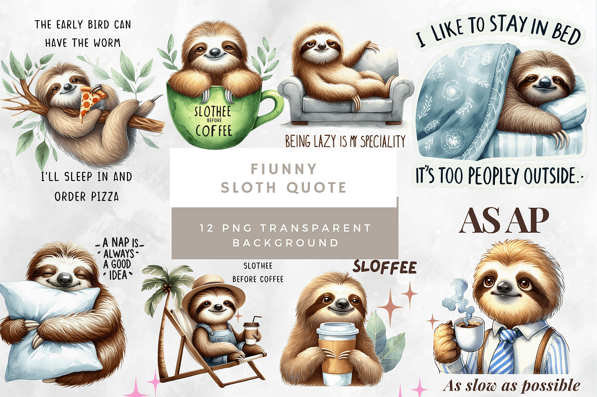 Funny Sarcastic Sloth Coffee Quote PNG Free | by Nebulacrafter | Aug ...