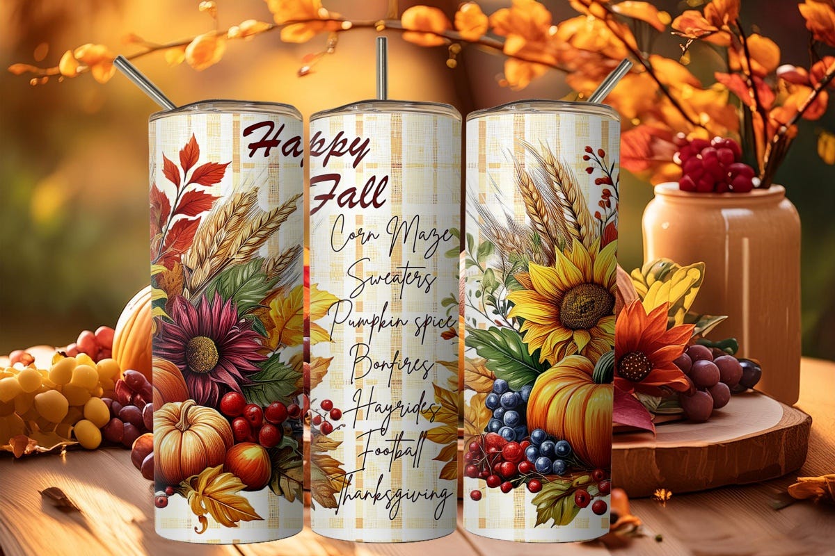 Happy Fall 20oz Straight Tumbler Wrap Free | by Radiantecho | Aug, 2024 ...