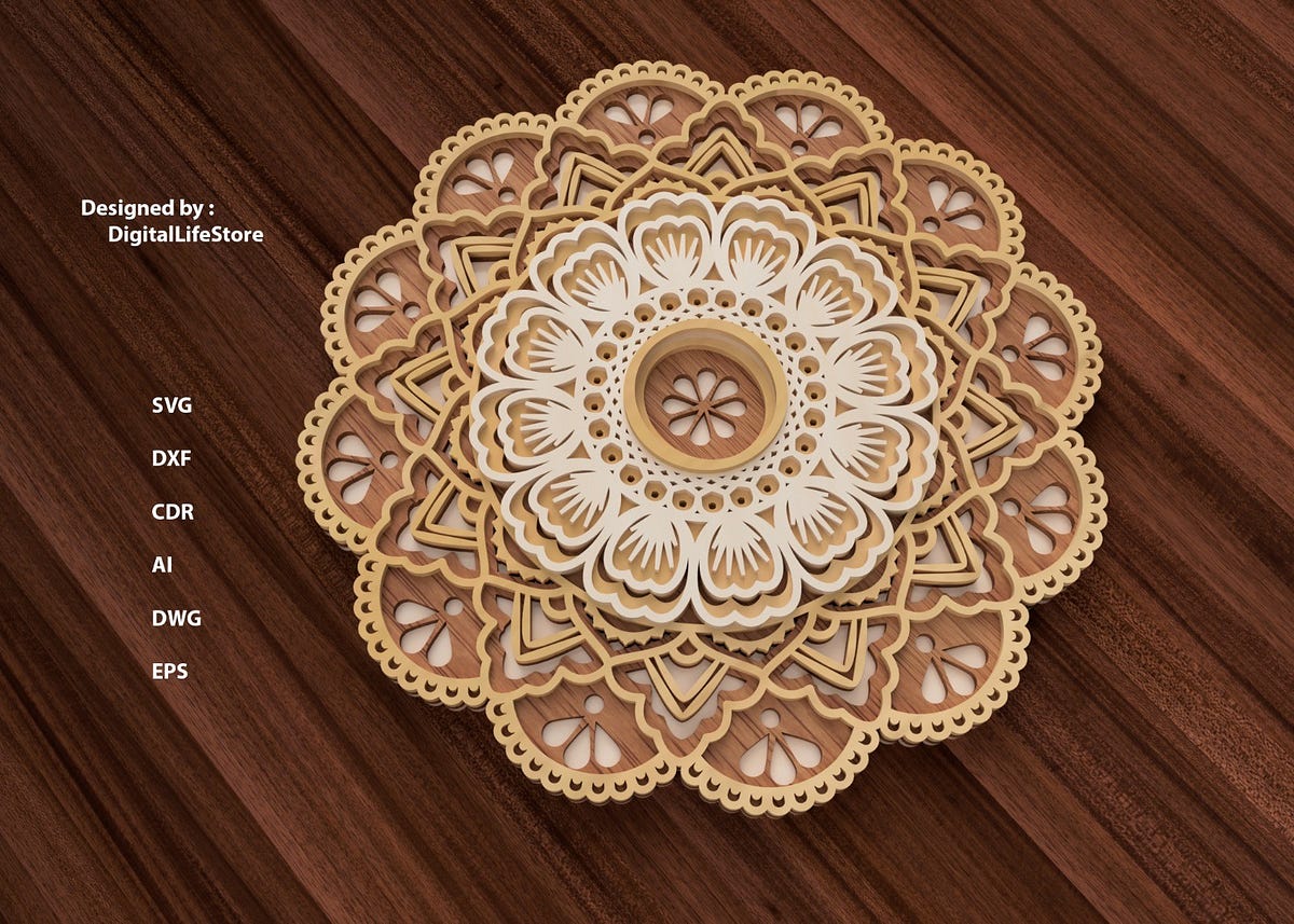 Multilayered Mandala Laser Cut Files - Lunaluminesce - Medium