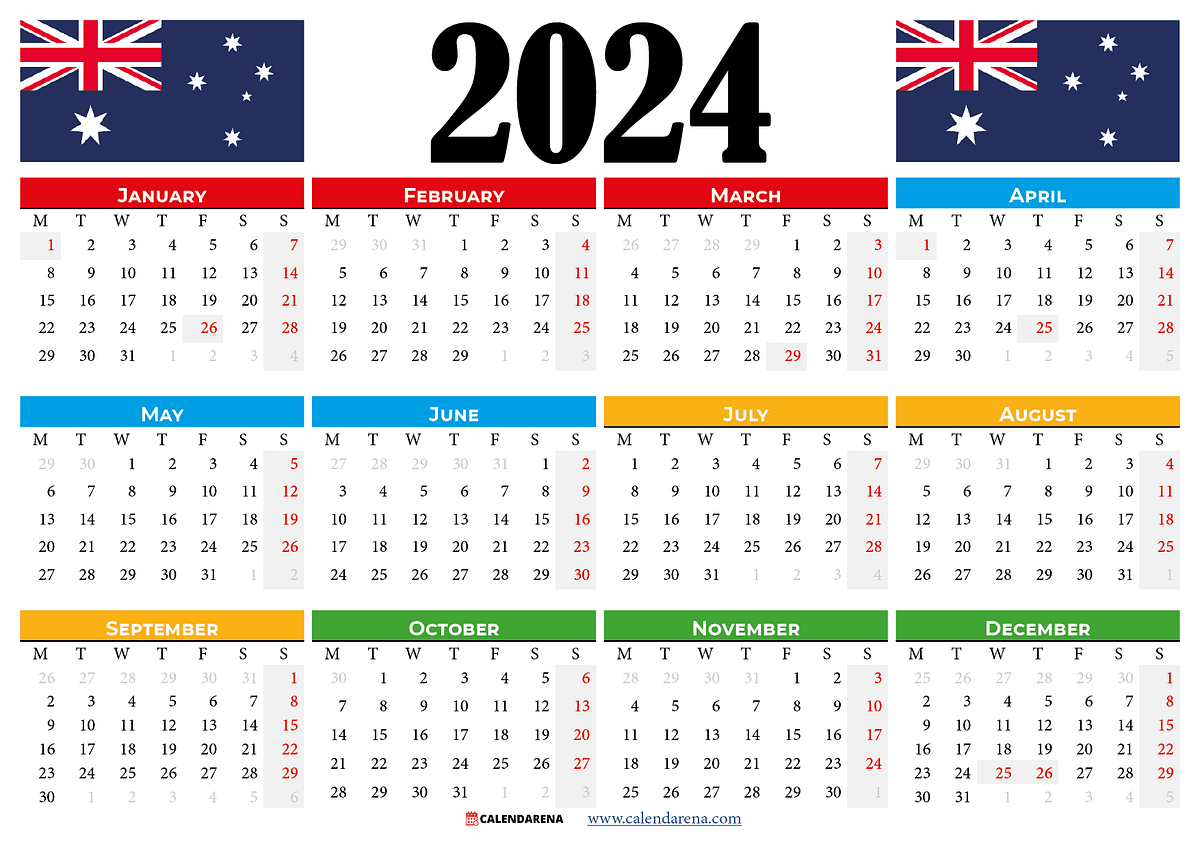 Calendar 2024 Australia with holidays and festivals | by Calendarena ...