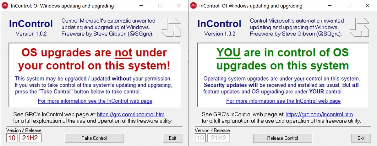 GRC InControl: Stop Microsoft from Force-Upgrading Your PC to Windows 11 | by PremiumPC | Medium