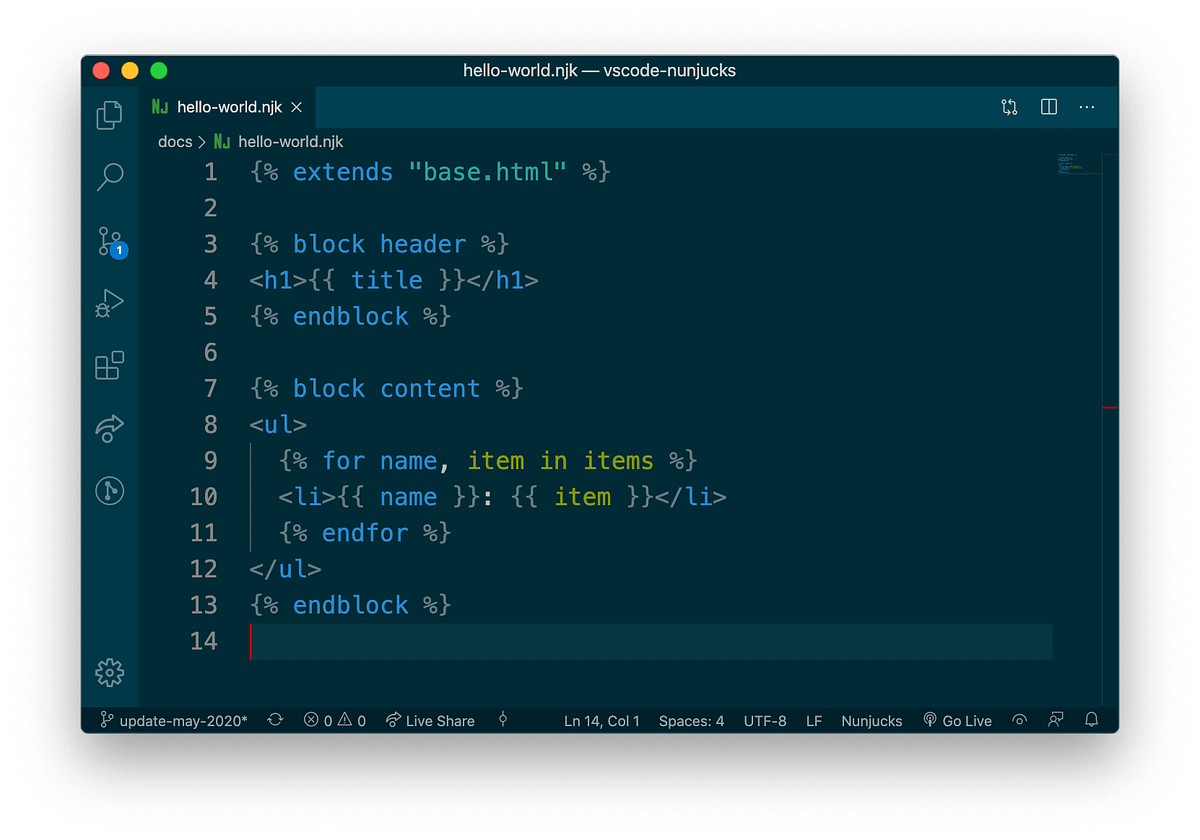 Nunjucks Settings for VS Code. Syntax Highlighter, Formatter, and… | by ...
