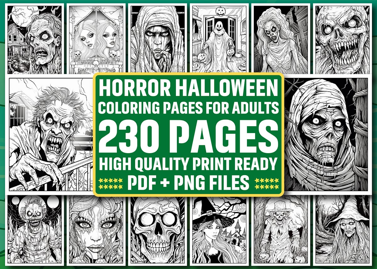 Horror Halloween Coloring Book Pages KDP Free | by Celestialbrush | Medium
