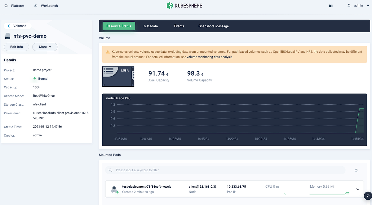 Configure an NFS Storage Class on an Existing KubeSphere Cluster and Create a ...